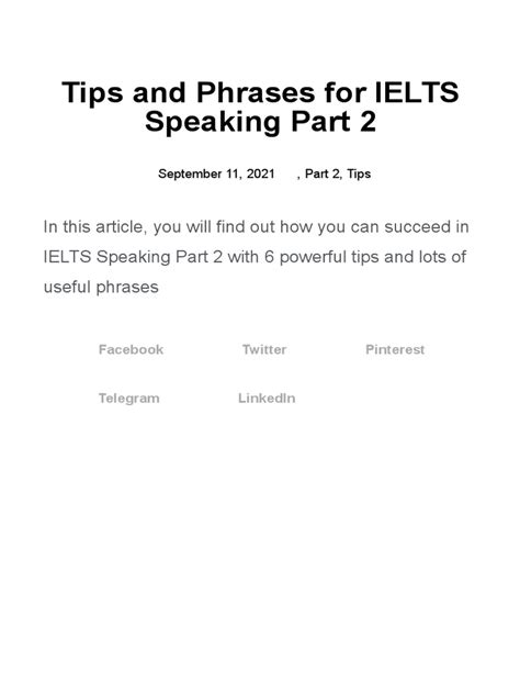Tips And Phrases For Ielts Speaking Part 2 Keith Speaking Academy