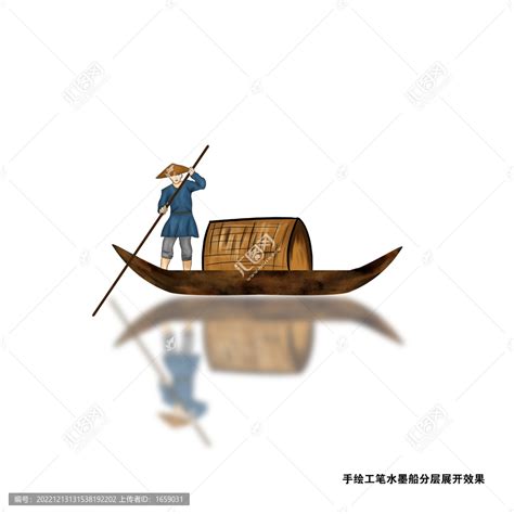 工笔水墨小船 装饰画设计 其他设计 设计模板 汇图网www huitu