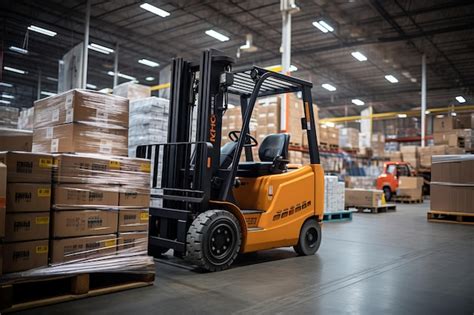 Premium Ai Image Forklift Moving Cargo In A Distribution Center