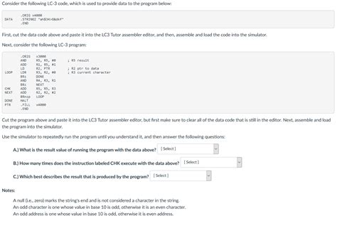 solved consider the following lc 3 code which is used to