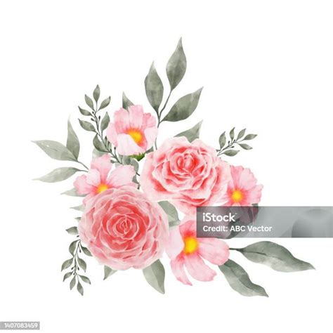 분홍색과 붉은 장미 꽃 수채화 벡터는 흰색 배경에 고립되어 있습니다 빈티지 꽃과 나뭇잎 그래픽 결혼식 초대장 카드 꽃 그림 결혼식에 대한 스톡 벡터 아트 및 기타 이미지