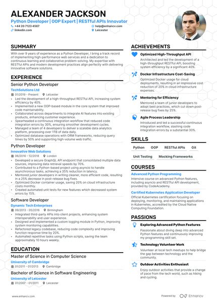Python Developer Cv Examples Guide For