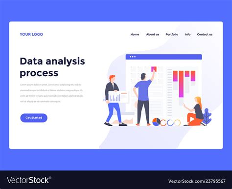 Web Design Flat Modern Template Data Analysis Vector Image