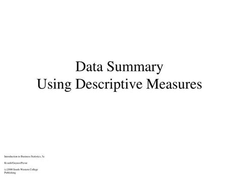 Ppt Data Summary Using Descriptive Measures Powerpoint Presentation