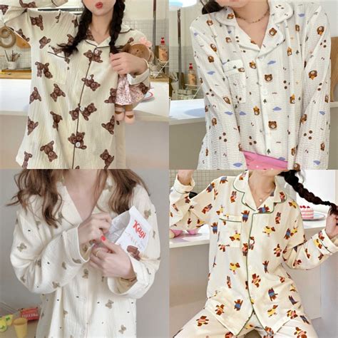 엘로디 곰돌이 긴팔 잠옷 세트 귀여운 파자마 홈웨어 위시버킷