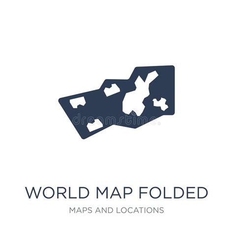 World Map Folded Icon Trendy Flat Vector World Map Folded Icon Stock Vector Illustration Of