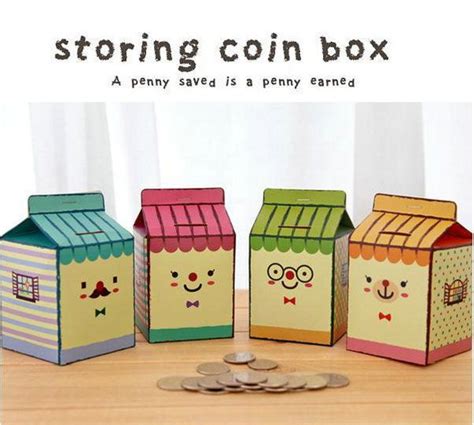 จัดส่งฟรีและใหม่ Diy การ์ตูนนมการจัดเก็บกล่องเหรียญน่ารัก