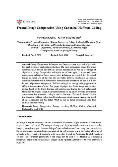 Pdf Fractal Image Compression Using Canonical Huffman Coding