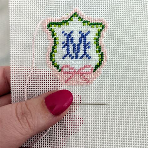 Monogram Crest Needlepoint Engagement Needlepoint Ornament Wedding