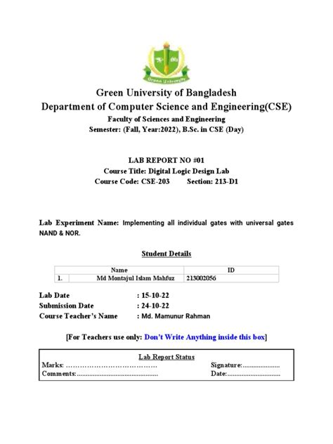 Md Mahfuz 213002056 Pdf Electronic Circuits Computer Engineering