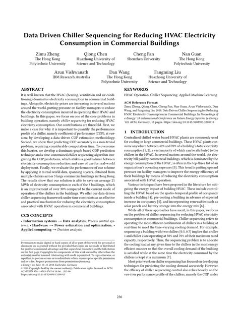 Pdf Data Driven Chiller Sequencing For Reducing Hvac Electricity Consumption In Commercial