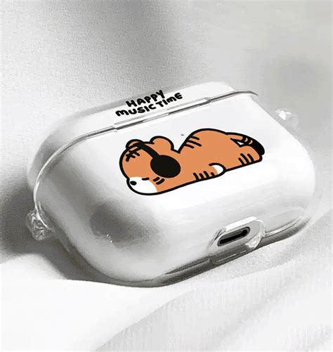 귀여운 해피 호랑이 타이거 일러스트 프로2케이스 에어팟프로 에어팟케이스 123세대 파스텔톤 오렌지 핑크 옐로 블루 투명 반투명케이스 예쁜 디자인 일러스트 친구 생일선물