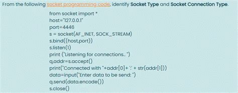 Solved From The Following Socket Programming Code Identify