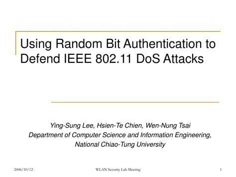 Ppt Using Random Bit Authentication To Defend Ieee 80211 Dos Attacks Powerpoint Presentation