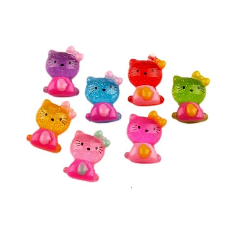50pcs Mixed Resin Bling Cats Decoration Crafts Beads Flatback Cabochon