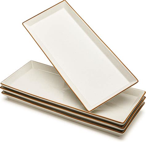 Sweese Rectangular Porcelain Platters Vanilla White With