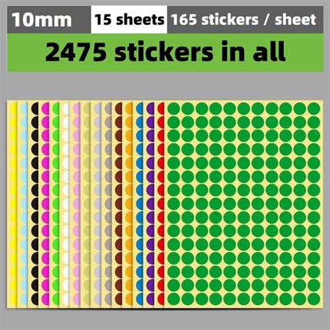 소형 원형 종이 스티커 원형 라벨 자체 접착 도트 스티커 사무실 학교 용품 10mm 인쇄제품