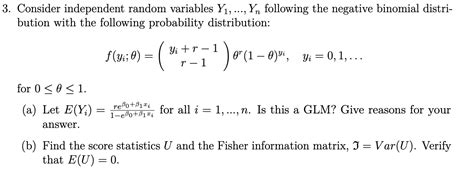 3 Consider Independent Random Variables Y1yn