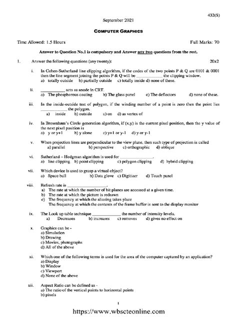 Cst 4 Sem Computer Graphics 432 S Sep 2021 Pdf