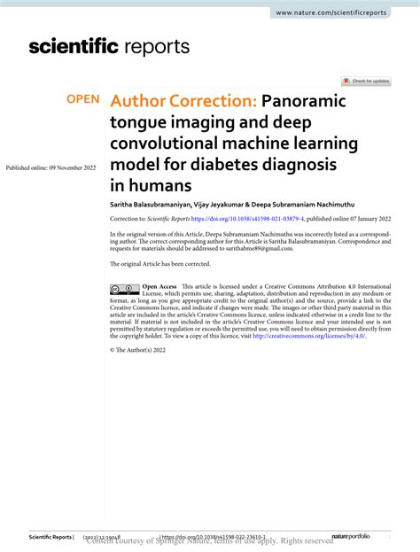 Pdf Author Correction Panoramic Tongue Imaging And Deep Convolutional Machine Learning Model