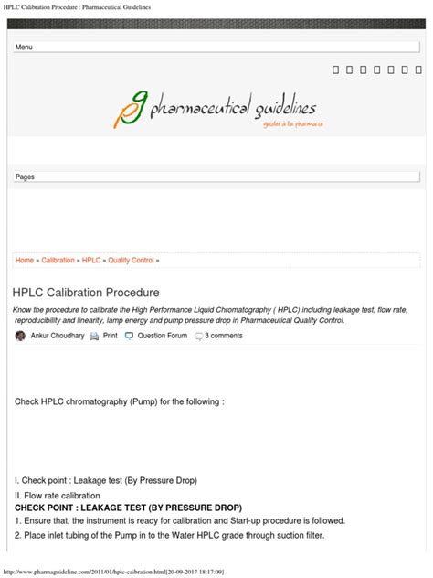 Hplc Calibration Procedure Pharmaceutical Guidelines Pdf High