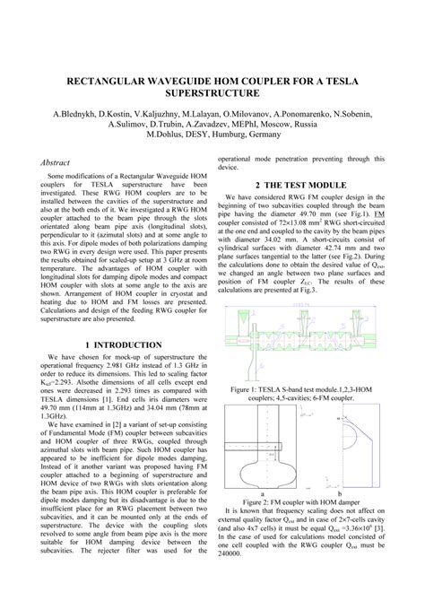 Pdf Rectangular Waveguide Hom Couplers For A Tesla Superstructure