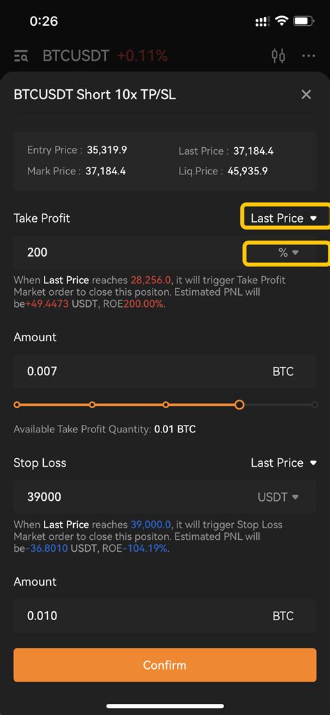 How To Set Up And Modify Your Tptake Profitslstop Loss Order Orangex