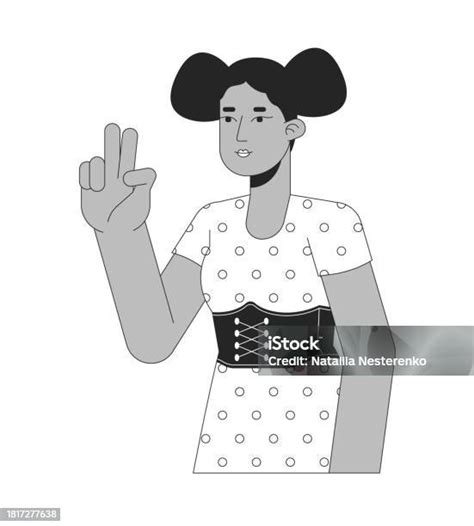 아프리카 계 미국인 평화 기호 소녀 흑인과 백인 2d 라인 만화 캐릭터 2차 도형에 대한 스톡 벡터 아트 및 기타 이미지 2