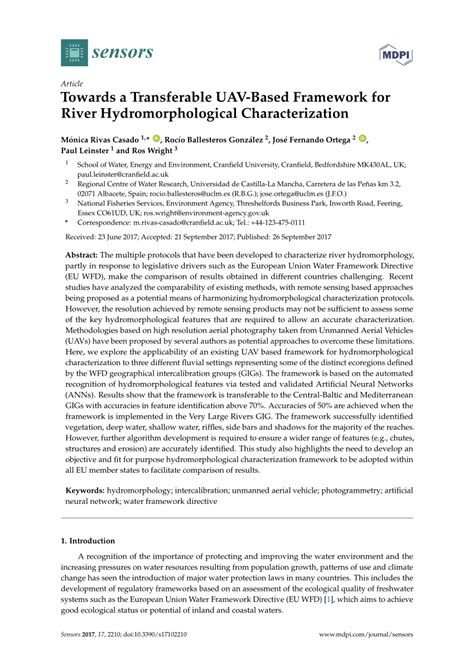 Pdf Towards A Transferable Uav Based Framework For River Hydromorphological Characterization