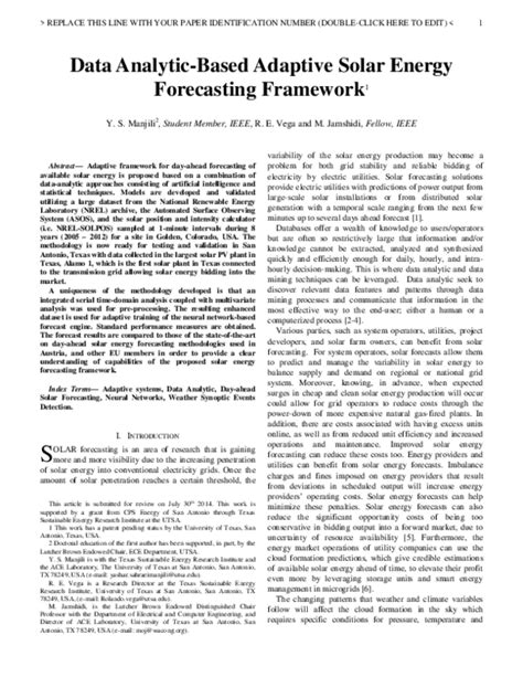 Pdf Data Analytic Based Adaptive Solar Energy Forecasting Framework