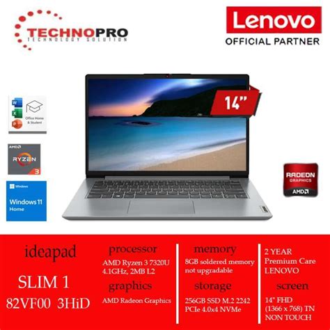 Jual Lenovo Ideapad Slim Amn Hid Jid Amd Ryzen U Gb Gb Ssd Amd Radeon M