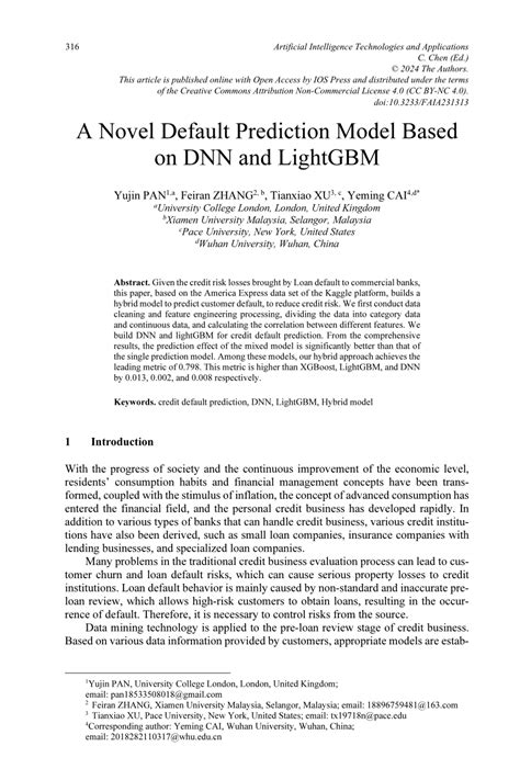 Pdf A Novel Default Prediction Model Based On Dnn And Lightgbm