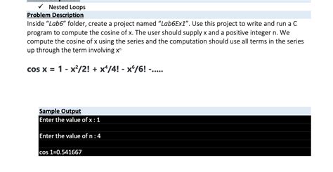 Solved Nested Loops Problem Description Inside “lab6