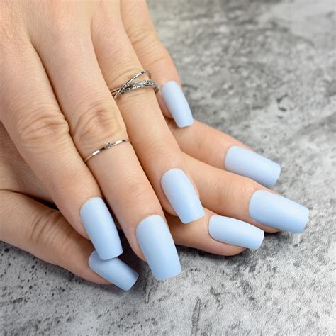 Blue Matte Acrylic Nails