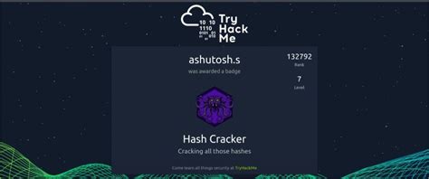 Cybersecurity Tryhackme Crackthehash Badgeearned