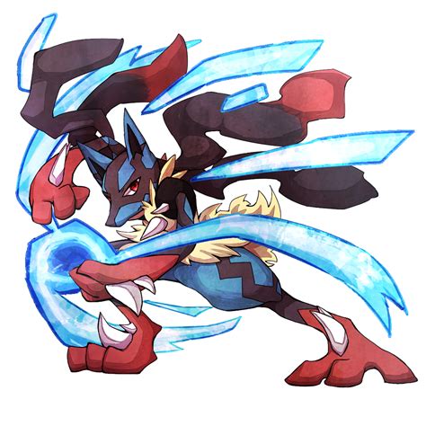 Ah0219 Lucario Mega Lucario Nintendo Pokemon 1other Aura Sphere Pokemon Black Hair