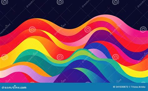 A Vibrant Wave Pattern Featuring Colorful Gradients In A Flowing Design Stock Illustration