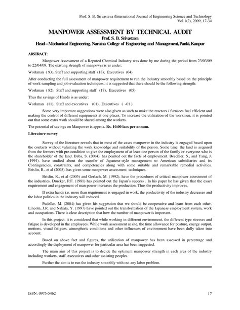 Pdf Manpower Assessment By Technical Audit