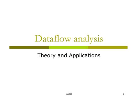 Data Flow Analysis Lecture Notes Cs 6463 Docsity