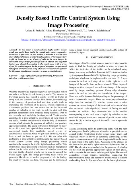Pdf Density Based Traffic Control System Using Image Processing