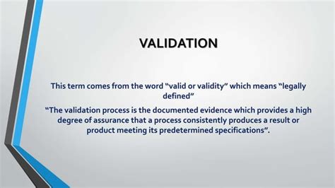 Types Of Validation And Its Aspects Ppt Pptx Chemistry Science