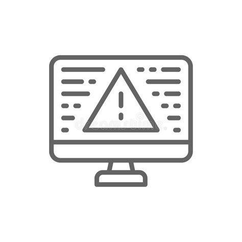 Desktop Computer With Warning Sign Screen Error Notification Laptop And Exclamation Mark Line