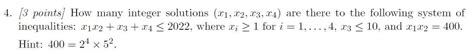 solved 4 [3 points] how many integer solutions x1 x2 x3