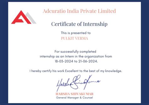 Pulkit Verma On Linkedin Internship Adcuratiomedia Professionalgrowth Careerdevelopment
