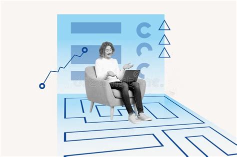 Composite Artwork Collage Of Blue Color Interface Stats Diagram Web Page Project Manager Man