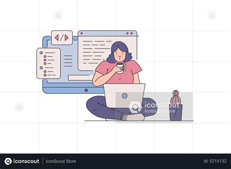 female website developer working on code illustration free download