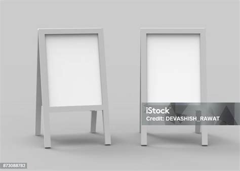 빈 흰색 금속 옥외 광고 서 고립 된 흰색 배경 설정 모의 클리어 거리 간판 보드 3d 그림을 조롱 0명에 대한 스톡 사진 및