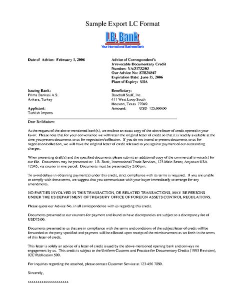 Sample Lc Cho Bài Tập Thanh Toán Quốc Tế Sample Export Lc Format Your International Business