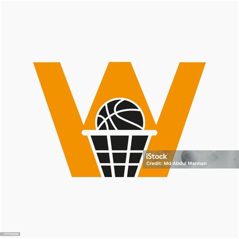 편지 W 농구 로고 개념입니다 바구니 공 Logotype 상징 벡터 템플릿 경기 스포츠에 대한 스톡 벡터 아트 및 기타 이미지 경기 스포츠 경쟁 공 스포츠 장비