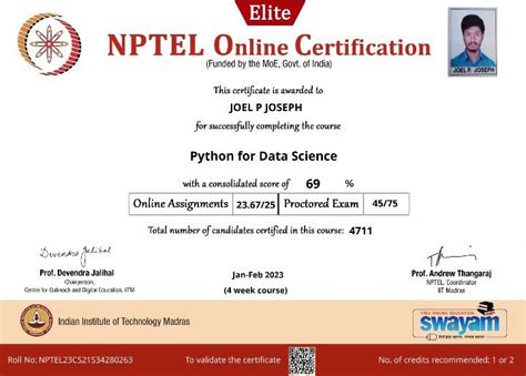 Nptel Iitmadras Python Datascience Joel P Joseph